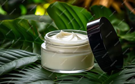 Premium Photo Photo Cosmetic Beauty Cream Product With Leaves On A