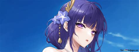 Hot Girl In White Bikni Raiden Shogun Genshin Impact K Wallpaper Download