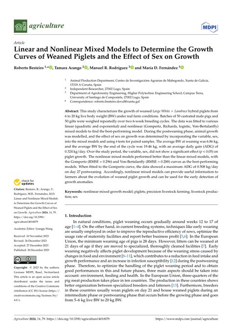Pdf Linear And Nonlinear Mixed Models To Determine The Growth Curves
