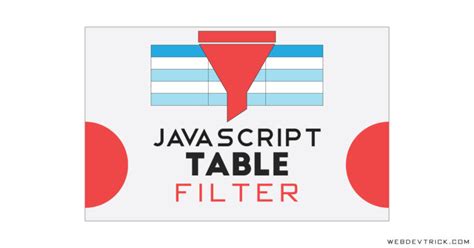 JavaScript Table Filter Or Search Add Filter In HTML CSS Table