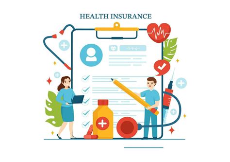 Health Insurance Vector Illustration With Medical Document Form For