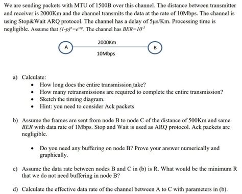 Solved We Are Sending Packets With MTU Of B Over This Chegg