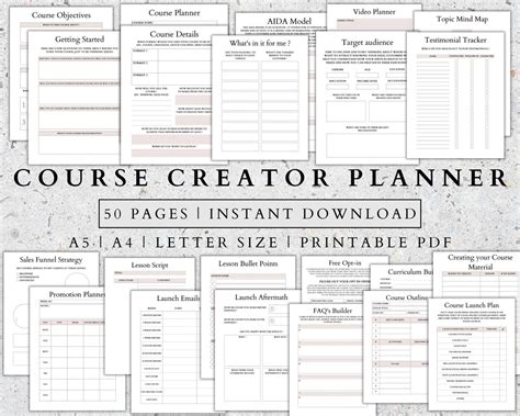 Printable Online Course Planner Printable Course Planner Course Creator Planner Coaching Kit