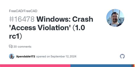 windows crash access violation 1 0 rc1 · issue 16478 · freecad