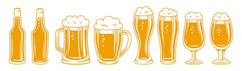 맥주 병 유리 머그잔 복고풍 조각 세트 양조장 바 펍 맥주 축제 옥토버 페스트 빈티지 벡터 Ale에 대한 스톡 벡터 아트 및 기타 이미지 Ale 건강관리와 의술 고무