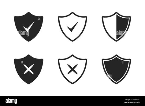 Shield Icon Set Protection Shield Security Icon Stock Vector Image