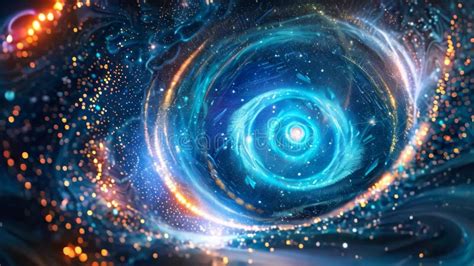 A Swirling Vortex Of Blue And Orange Light With A Bright Glowing Center A Swirling Vortex Of