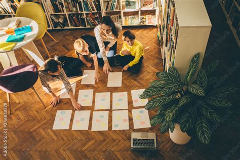 Two Creative Female Babes Making Project Organizing Tasks And Processes Writing Notes On