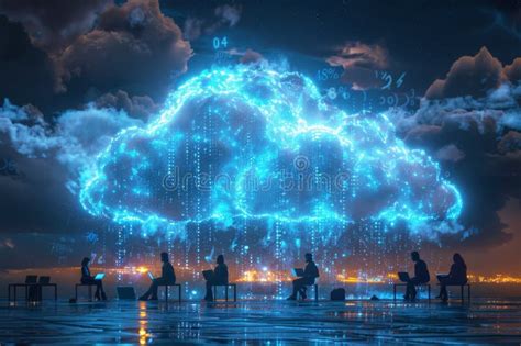 Spectacular Cloud Computing Concept With Diverse Group Of Users Stock Illustration