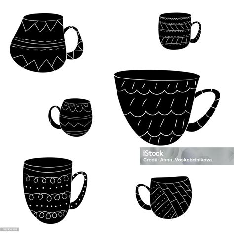 벡터 차 커피 우유의 컵의 스 칸디 나 비아 스타일 손을를 설정 합니다 고립 된 단색 개체 12월에 대한 스톡 벡터 아트 및 기타 이미지 Istock