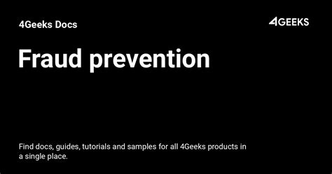 Fraud Prevention 4geeks Documentation