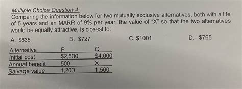 solved multiple choice question 4paring the information