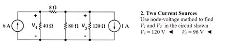 solved 2 two current sources use node voltage method to