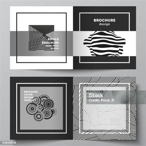 사각형 디자인 Bifold 브로셔 잡지 전단지 소책자를위한 두 개의 표지 템플릿의 벡터 레이아웃 동적 구성과 최소한의 평면 스타일의 최신 기하학적 추상적 인 배경 0명에