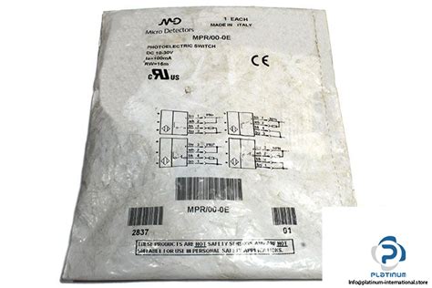 Micro Detectors Mpr00 0e Photoelectric Sensor Platinum International