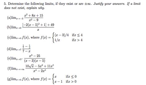solved determine the following limits if they exist or are