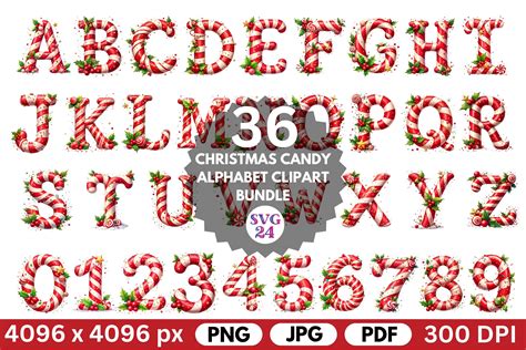 Christmas Candy Alphabet Clipart Bundle Graphic By Svg24 · Creative Fabrica
