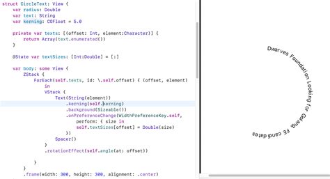 create circular text using swiftui dwarves foundation medium