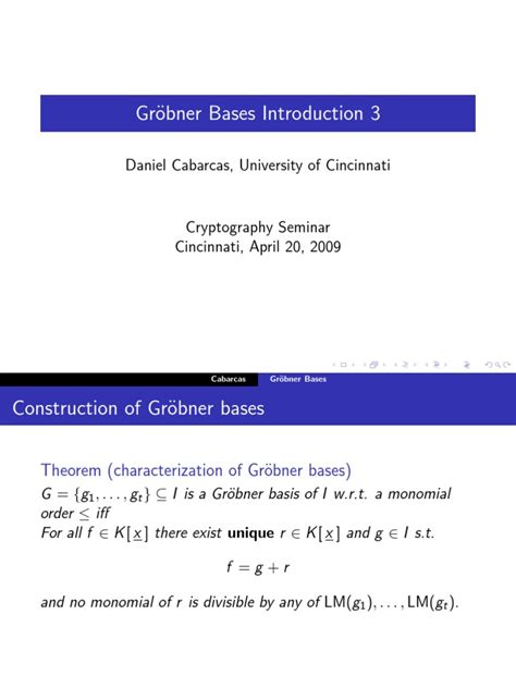 groebner basis 3 pdf mathematical concepts geometry