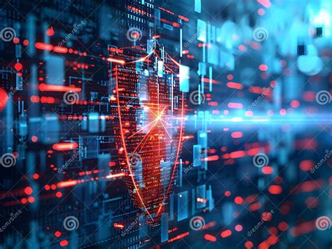 Abstract Digital Shield Deflecting Cyber Attacks Futuristic Technology