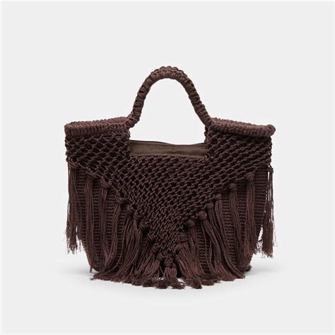Birch Chocolate Crochet Handbag Dolce Vita