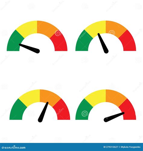 Colorful Speedometer Icons On Blue Background With Sliders Dashboard Gauges Indicating Speed Or