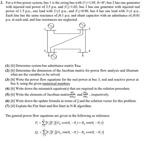 solved 2 for a 4 bus power system bus 1 is the swing bus