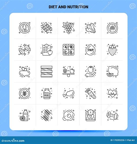 Outline 25 Diet And Nutrition Icon Set Vector Line Style Design Black Icons Set Linear