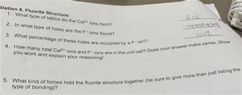 Solved Station 8 Fluorite Structure 1 What Type Of Lattice