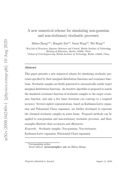 Simulating Non Gaussian Processes Pdf Normal Distribution