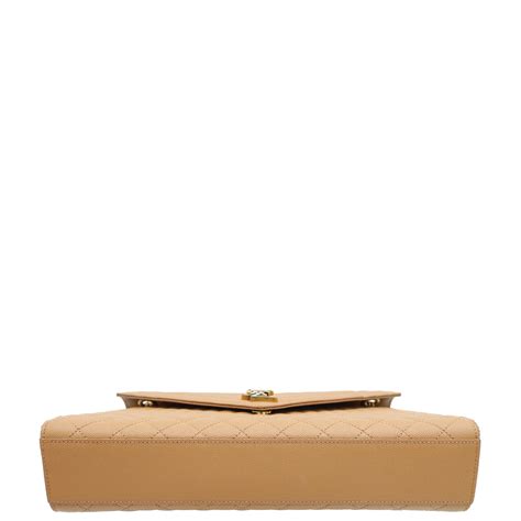 Ysl Tan Monogram Mix Quilted Envelope Shoulder Large Bag The Closet