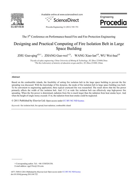 Pdf Designing And Practical Computing Of Fire Isolation Belt In Large