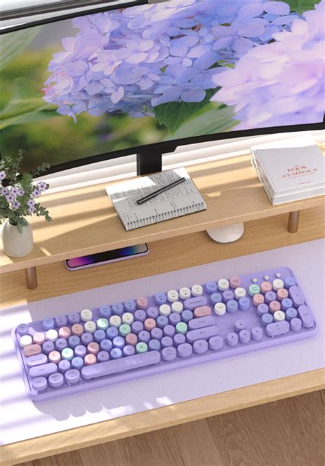 Colorful Wireless Keyboard And Mouse Combo Coveva 2 4ghz Wireless Retro Cute Round