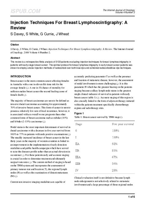 Pdf Optimal Injection Techniques For Lymphoscintigraphy