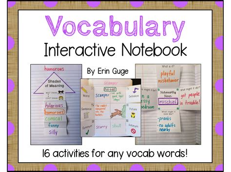 Vocabulary Interactive Notebook And Worksheets For Any Vocab Words Etsy