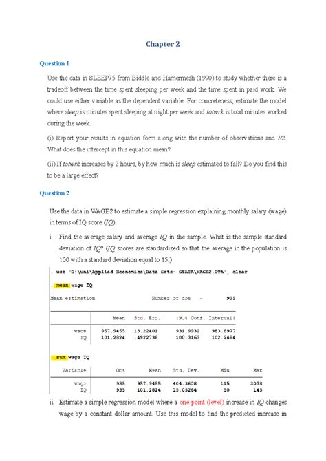 Tutorial 1 Chapter 2 Of Applied Econometrics Jeffrey Textbook Chapter