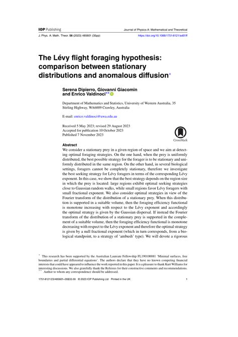 The Lévy Flight Foraging Hypothesis Comparison Between Stationary