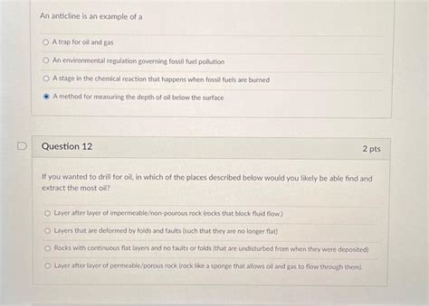 Solved An Anticline Is An Example Of A A Trap For Oil And