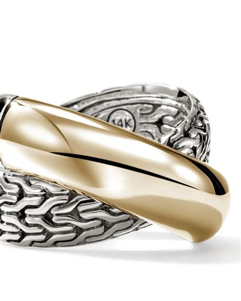 John Hardy Jh Essential Crossover Ring In Metallic Lyst