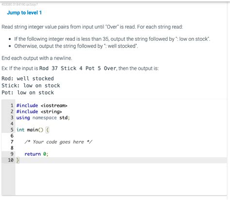 Solved Jump To Level 1 Read String Integer Value Pairs From Chegg Com
