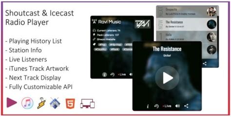 Shoutcast And Icecast Radio Web Player V12 Html5 Player