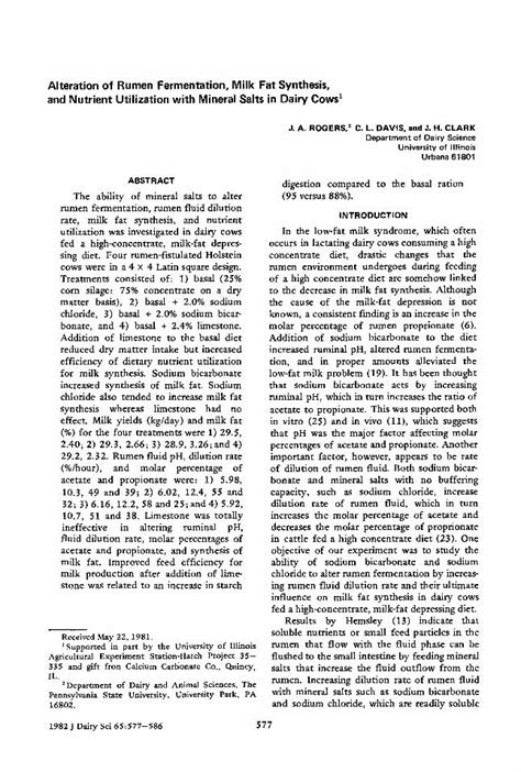 Pdf Alteration Of Rumen Fermentation Milk Fat Synthesis And Nutrient Utilization With