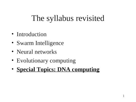 Ppt 1 The Syllabus Revisited Introduction Swarm Intelligence Neural