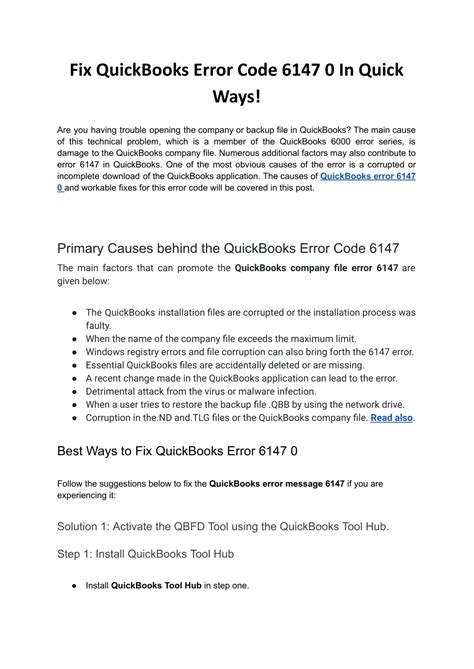 PPT Fix QuickBooks Error Code 6147 0 In Quick Ways PowerPoint Presentation ID 12150289