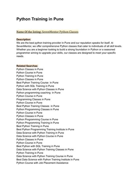 Ppt Python Training In Pune Powerpoint Presentation Free Download Id12669379