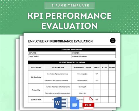 employee kpi performance evaluation form template performance metrics
