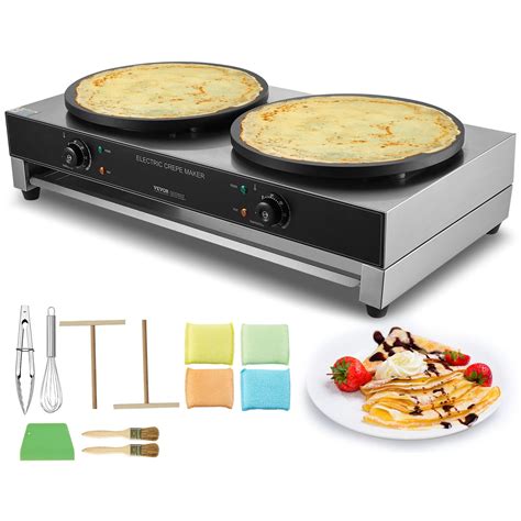 Vevor Electric Crepe Maker 16 Inch Double Head Commercial Crepe Machine 3400w Flat Plate Crepe