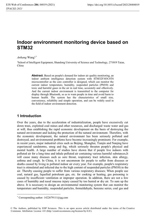 Pdf Indoor Environment Monitoring Device Based On Stm32