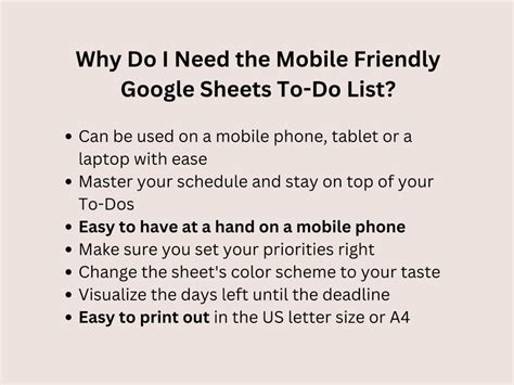 To Do List Google Sheets Printable Mobile Friendly Digital Download Etsy