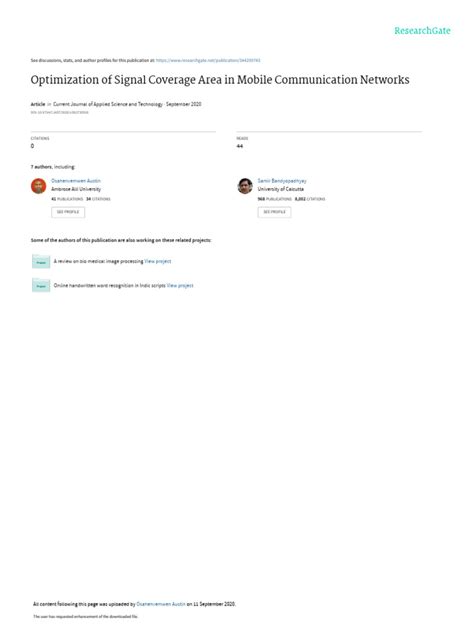 Optimization Of Signal Coverage Area In Mobile Communication Networks Pdf Mathematical